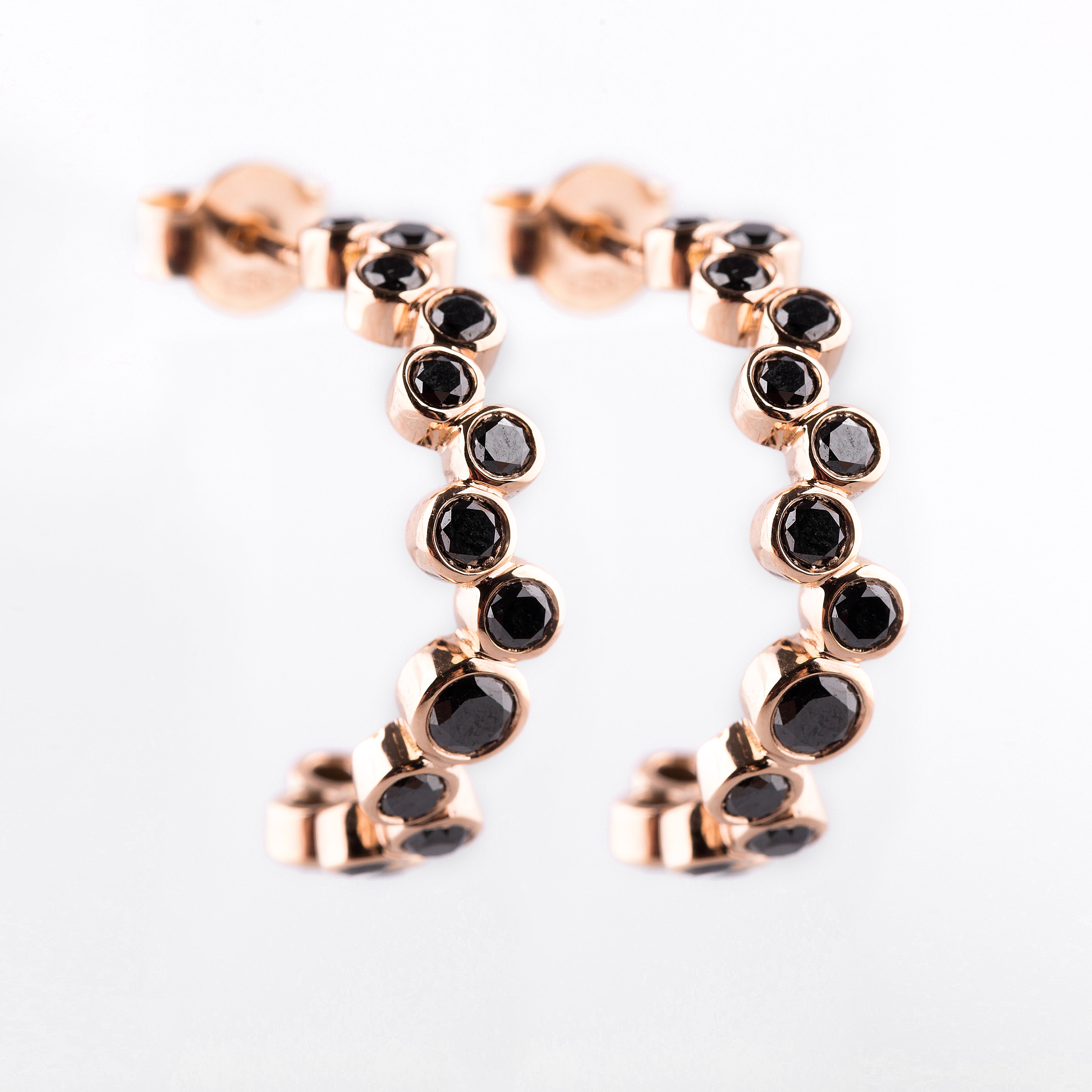 Black Diamond Bezel Hoop Earrings - LimeLite Jewellery