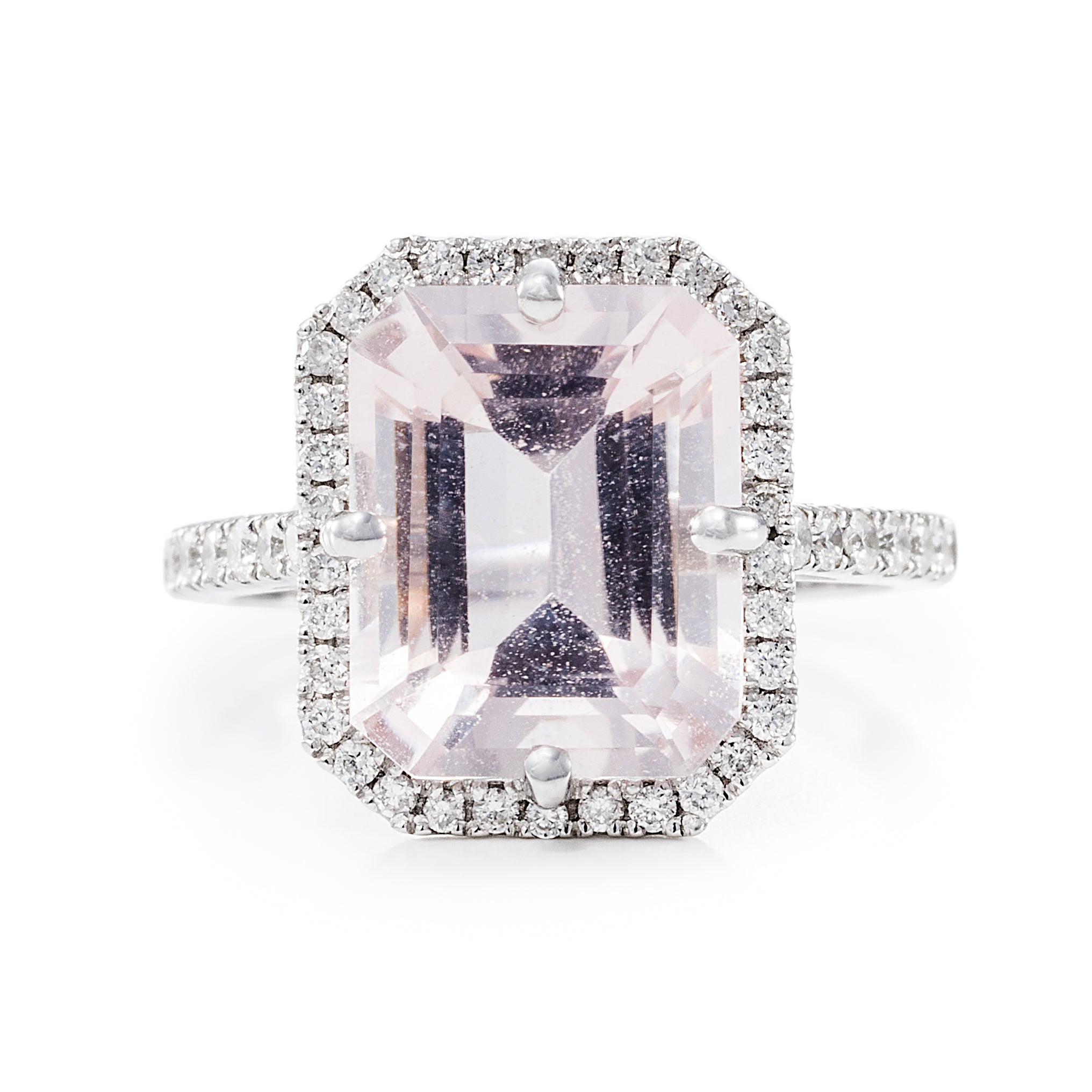 Morganite & Pave Diamond Ring - LimeLite Jewellery